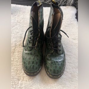 Dr. Martens | Shoes | Dr Martens 46 England Lace Up Boot Uk 4 Us 6 Green Croc Ankle Combat ...